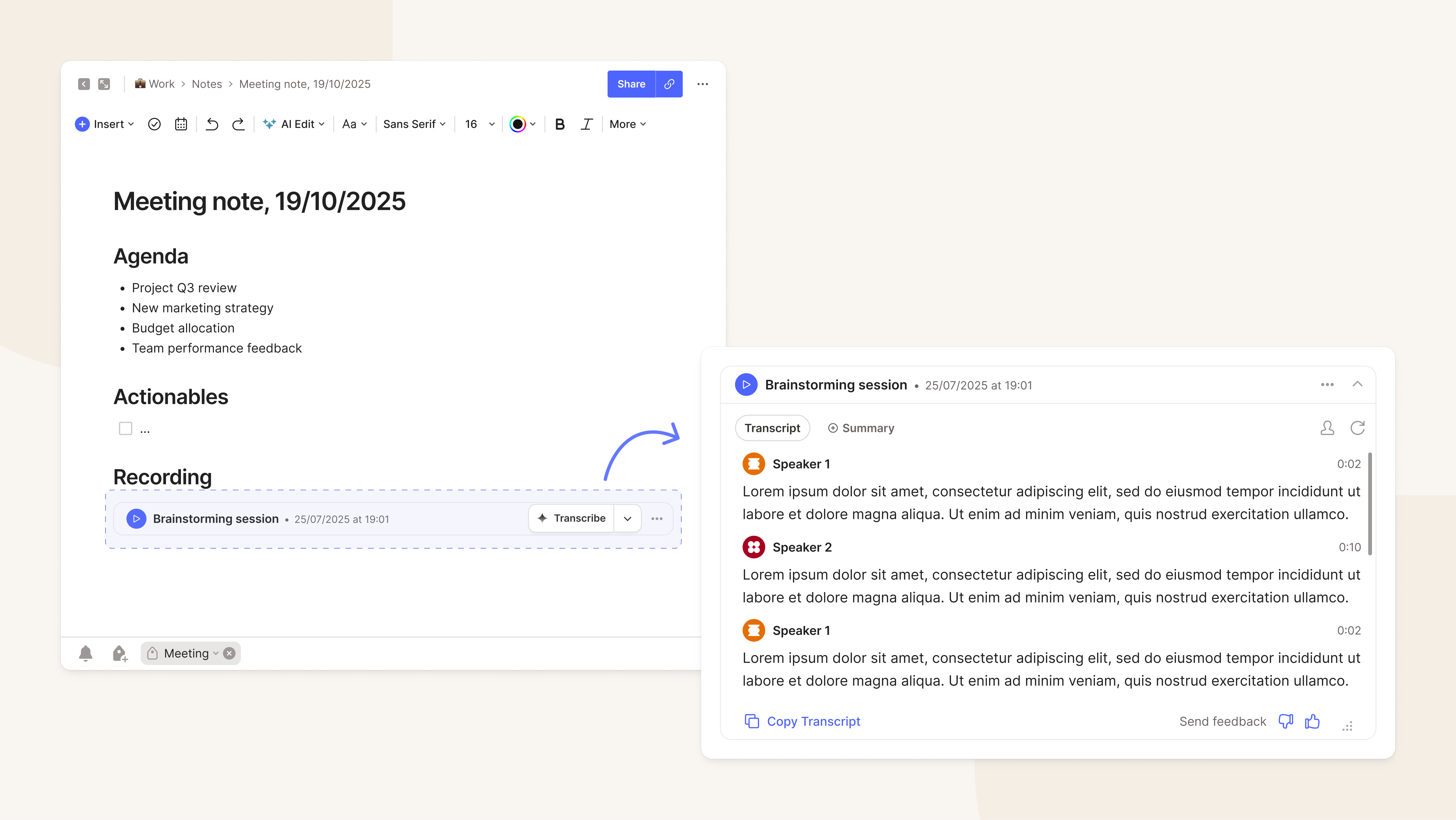AI Meeting Notes – Evernote Help & Learning